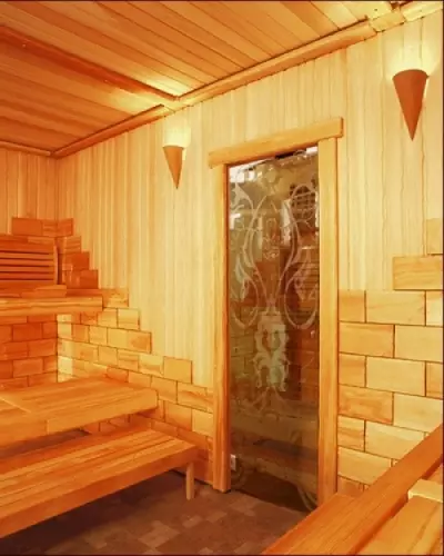 குளியல் மற்றும் sauna + புகைப்படம் கண்ணாடி, மர கதவுகள் 10137_22