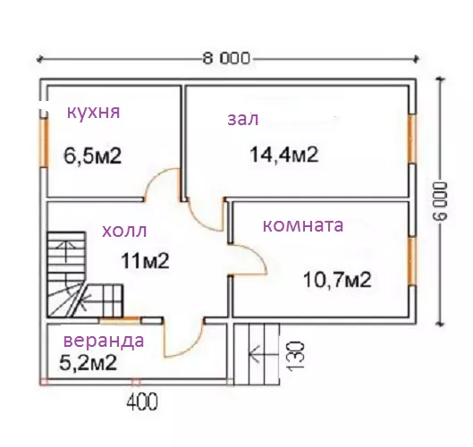គម្រោងផ្ទះដែលមាន attic និង veranda + រូបថត 10384_3