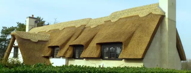 एक पेंढा छप्पर सह घर
