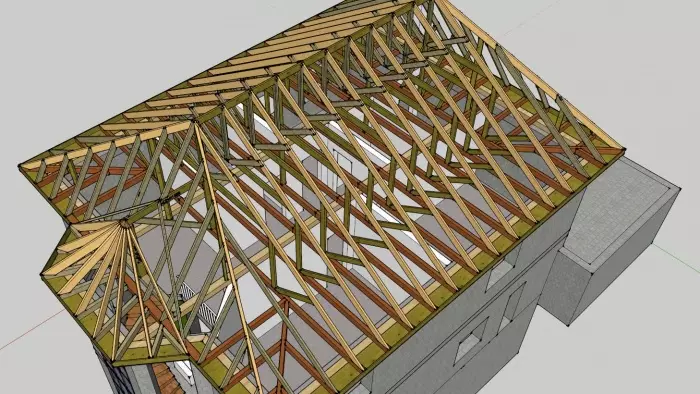 Cálculo do telhado holmico de um telhado de quatro folhas com um desenho 10745_4