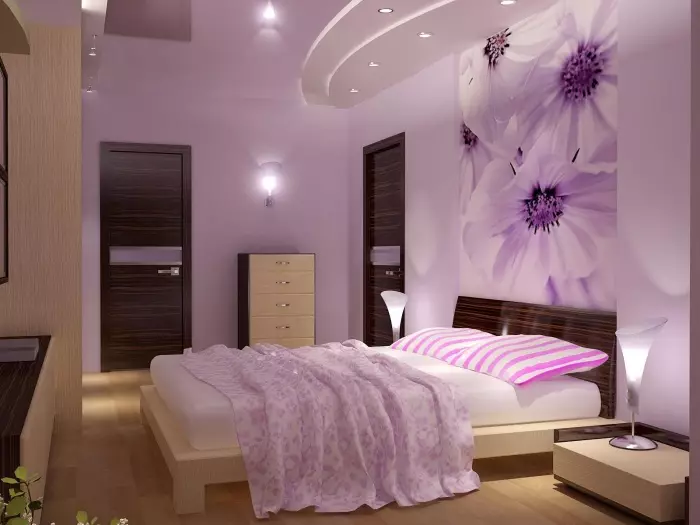एक छोटे से बेडरूम डिजाइन + फोटो के लिए वॉलपेपर 1075_1