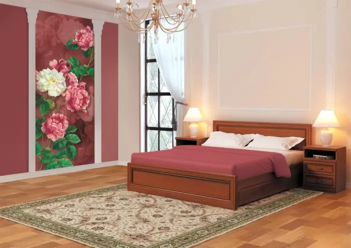 Interior bedroom na may wallpaper dalawang uri + larawan 1083_21