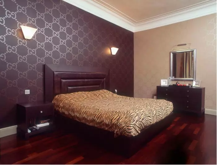 Interior bedroom with wallpaper two types + photo 1083_25