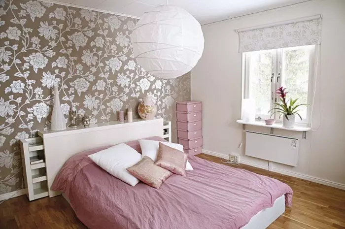 Interior bedroom with wallpaper two types + photo 1083_29