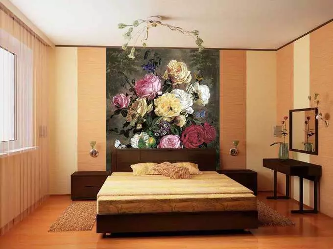Interjera guļamistaba ar tapetes diviem veidiem + foto 1083_5