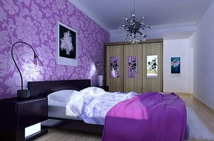 Wallpaper in the bedroom interior + photo 1084_12