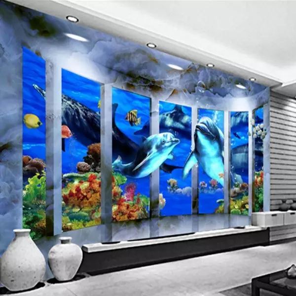 3D wallpaper para sa living room + photo. 12176_15