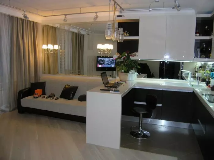 डिजाइन लिविंग रूम रसोई 18, 20, 25 वर्ग मीटर + फोटो के साथ संयुक्त 12209_1
