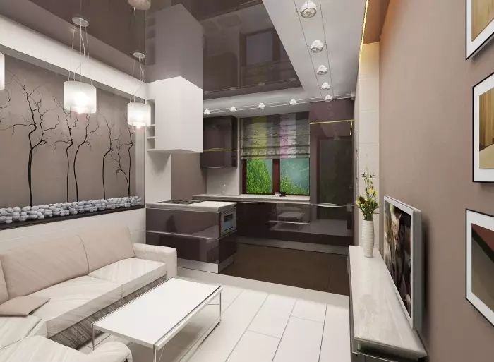 Ruang tamu desain dikombinasikan dengan dapur 18, 20, 25 sq m + foto 12209_16