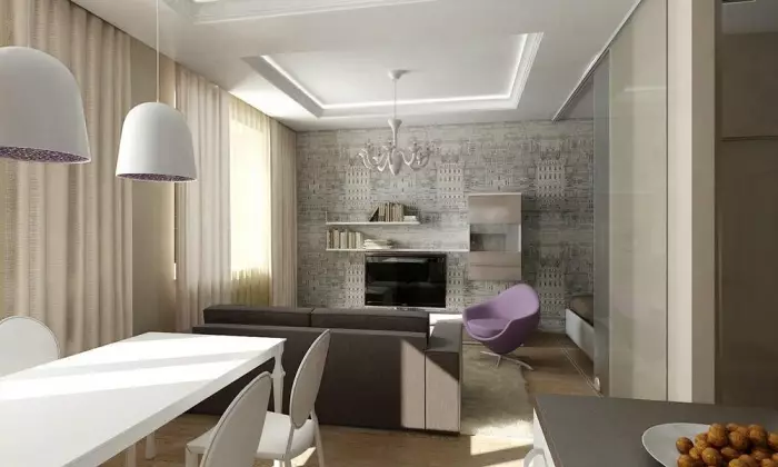 Դիզայն հյուրասենյակ `զուգակցված խոհանոցի հետ 18, 20, 25 քմ + Լուսանկար 12209_6
