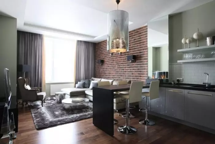 Diseño de sala de estar combinada con cocina 18, 20, 25 metros cuadrados + photo 12209_7