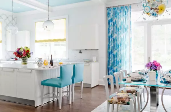 White-blue kitchen in the interior + photo 12251_2