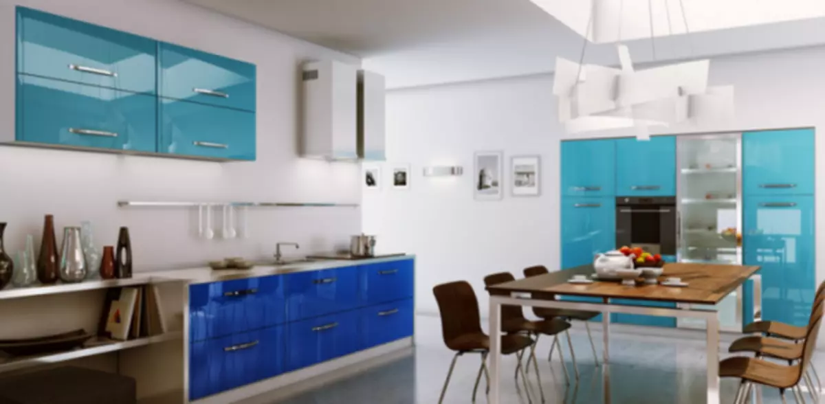 Cocina blanca-azul en el interior + photo 12251_5