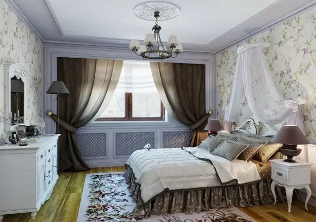 プロヴァンスのスタイルの寝室のための壁紙とカーテン 12312_13