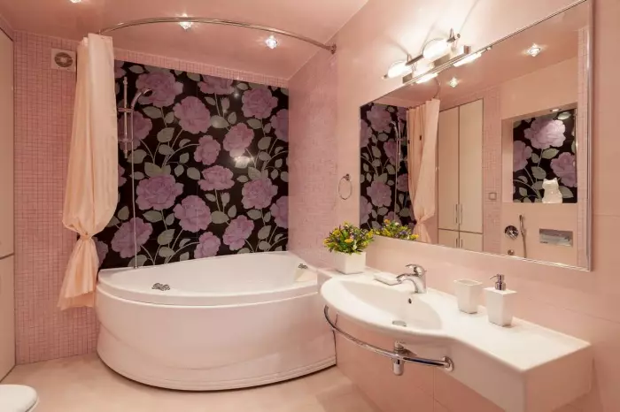 Kylpyhuone nurkkaan kylpyhuoneen suunnittelu + valokuva 1421_16