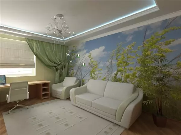 绿色墙壁壁画在厨房，卧室，起居室+照片的内部 1540_41