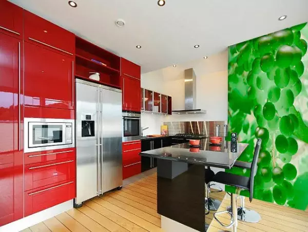 绿色墙壁壁画在厨房，卧室，起居室+照片的内部 1540_45