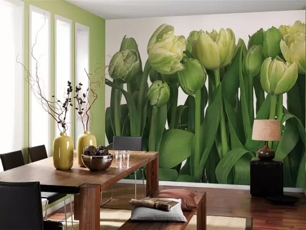 绿色墙壁壁画在厨房，卧室，起居室+照片的内部 1540_48