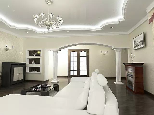Plasterboard ceilings para sa living room + photo. 16327_16