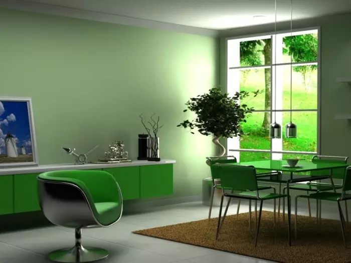 Žalioji tapetai interjero + nuotraukoje 16371_3
