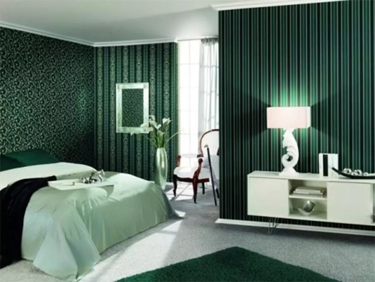 Green wallpaper sa interior + photo. 16371_4
