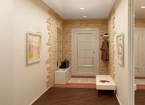 Corridor finishing with artificial stone and wallpaper + photo 1920_12