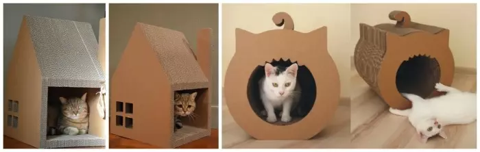 Hvordan lage et hus for en katt ut av esken 19356_14