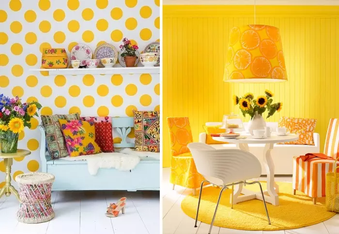 Gele wallpapers in het interieur + foto 19427_15