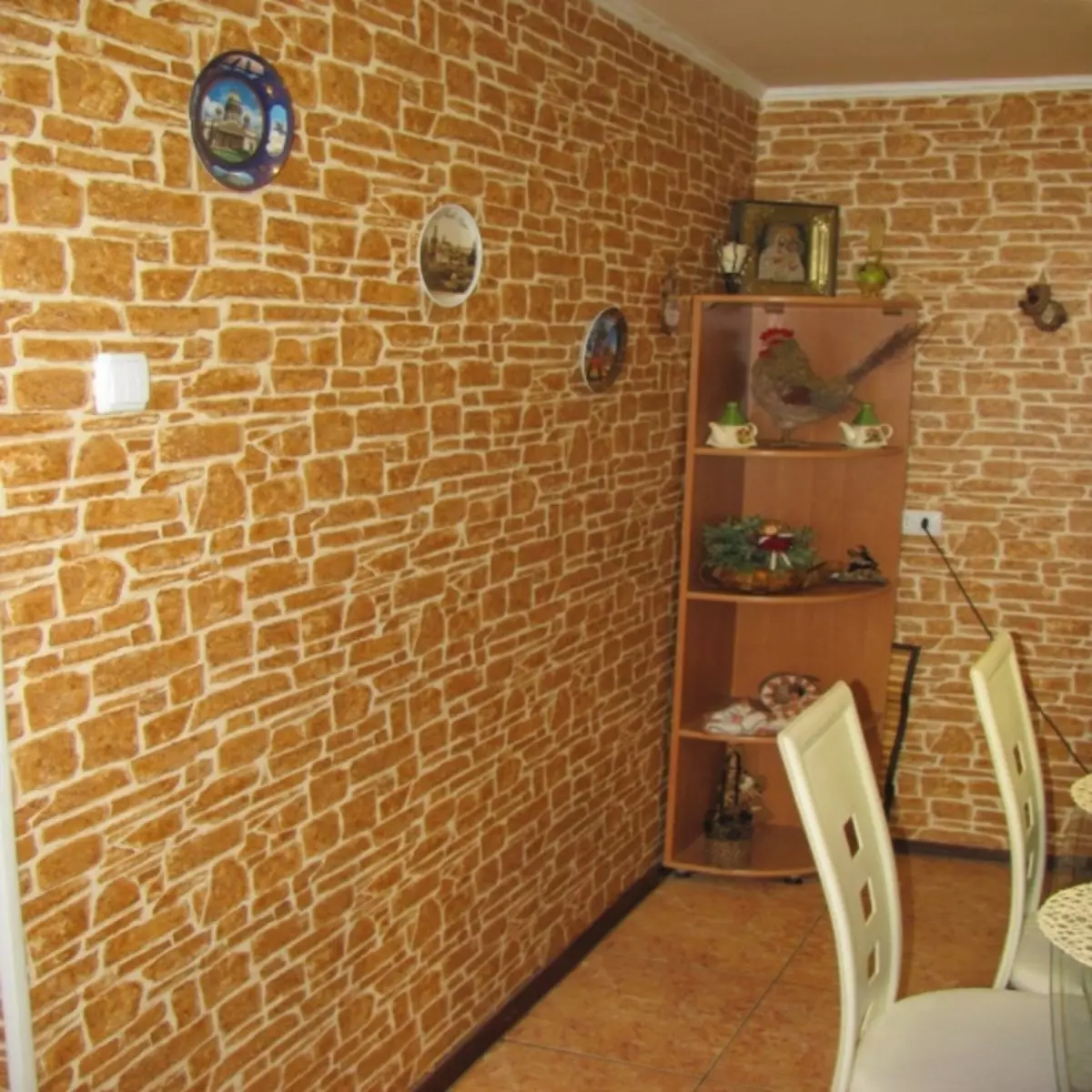 Papel de parede sob o tijolo no interior + foto 19436_9