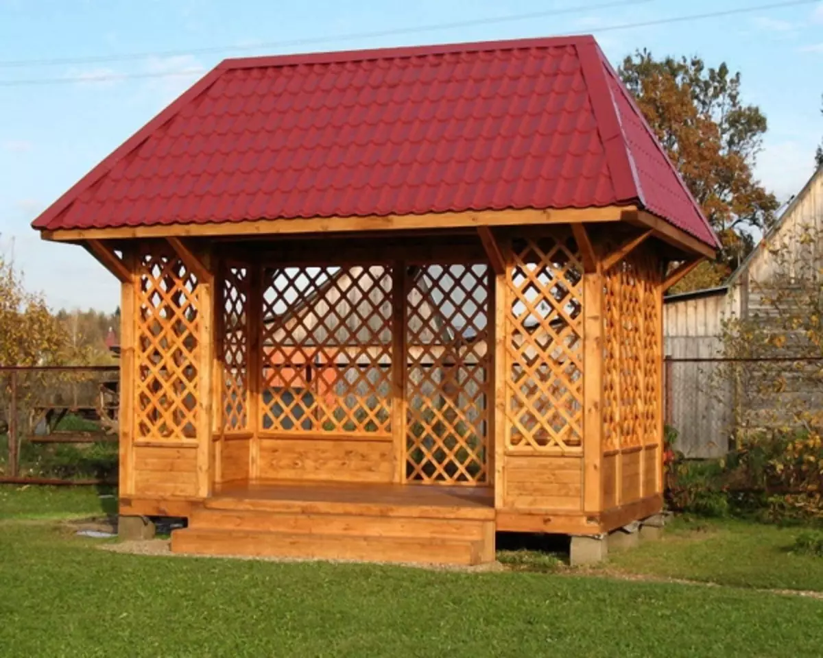 Gazebo fun fifun pẹlu ọwọ tirẹ: yiya, awọn iṣẹ, awọn titobi + Fọto 1999_9