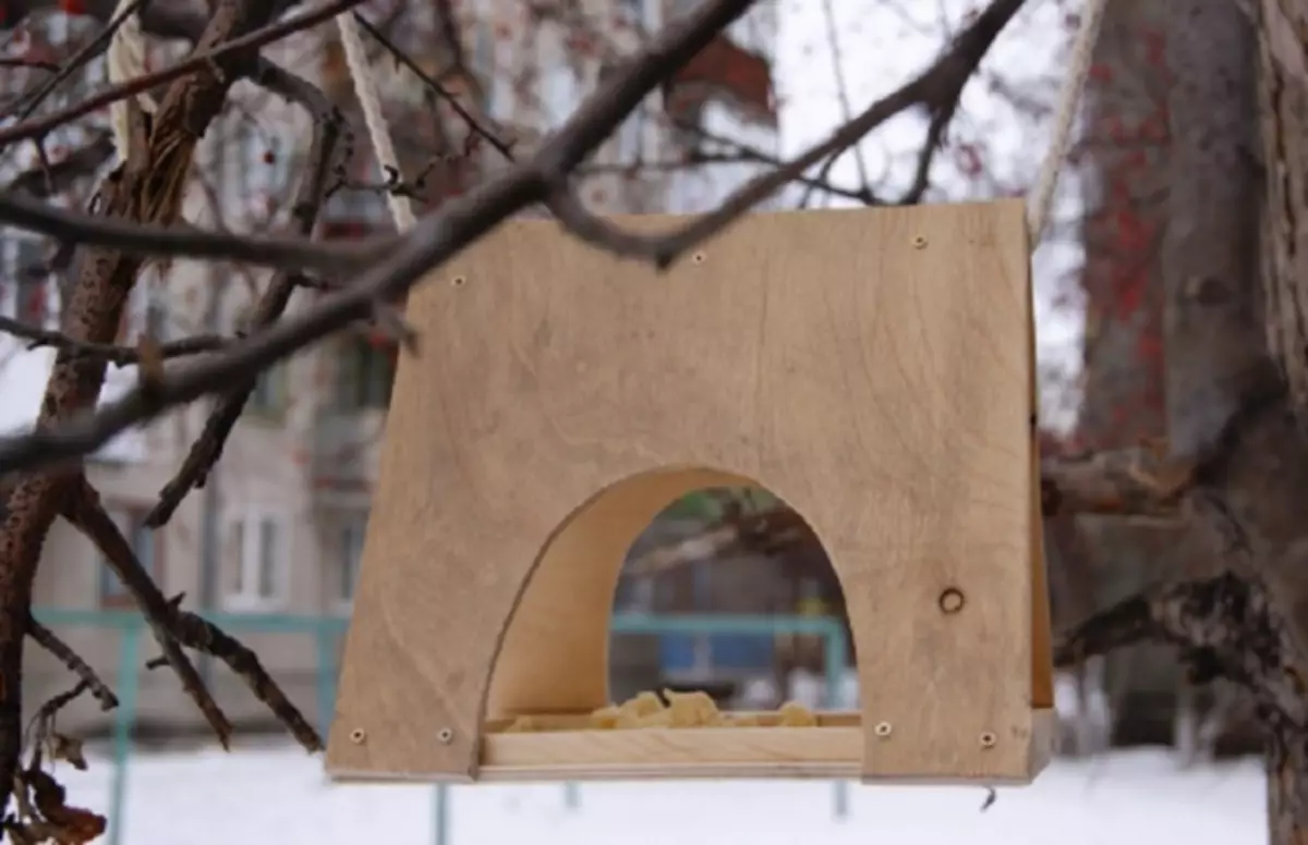 Πώς να φτιάξετε έναν τροφοδότη για τα πουλιά από κόντρα πλακέ κάνει μόνοι σας