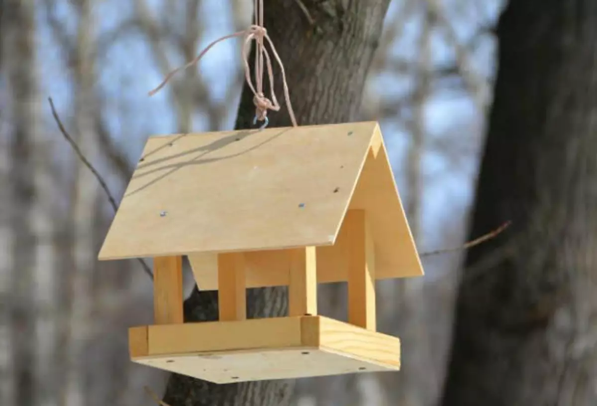 Wie man einen Feeder für Vögel aus Sperrholz macht, tun Sie es selbst