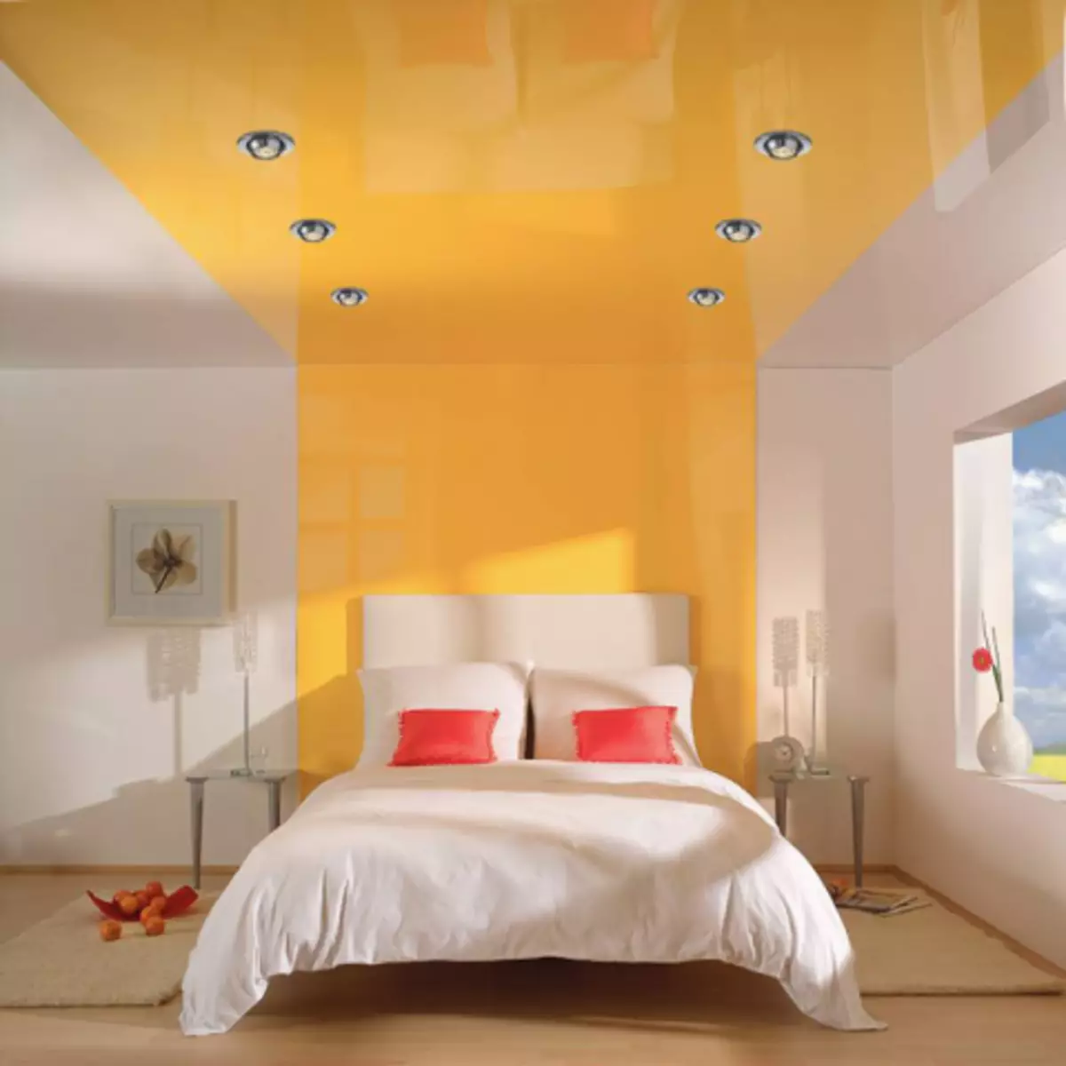 Single-nivo streken plafonds: Foto- en backlit ûntwerpopsjes