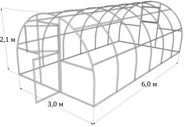 Hilberîna karwanek greenhouses ji pîvazek profîl: Dimîne, nexşe + vîdyoy 3449_2