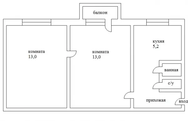 گزینه های مرجع برای دو اتاق Khrushchevka با عکس