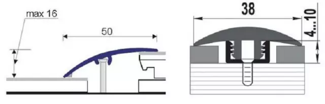 Linoleum Docking եւ սալիկներ. Անցում տարբեր բարձունքներից, առանց հատակին խոհանոցում եւ միջանցքում հատակին