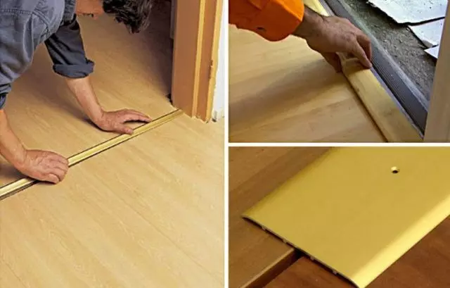 Завршувањето на ламинат на вратата: како да го ставите подот на раскрсницата со свои раце