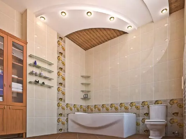 Plasterboard teto no banheiro: Fotos e comentários