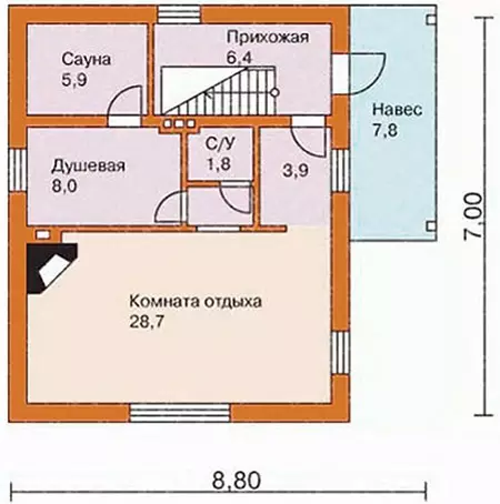 Projekt dvoupatrové lázně z pěnových bloků s vlastními rukama 4704_13