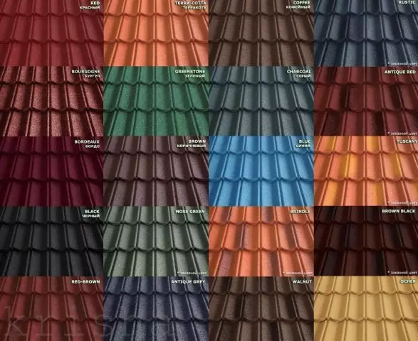 Barvy kovové dlaždice pro střechy