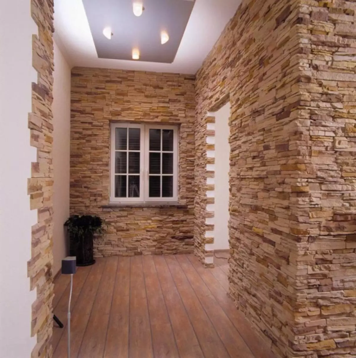 Decoración de paredes con piedra artificial en el pasillo + photo 5818_16