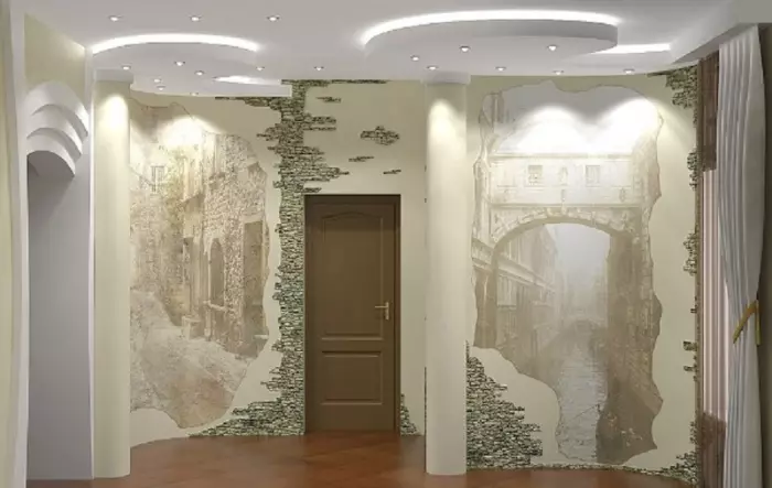Decoración de paredes con piedra artificial en el pasillo + photo 5818_8