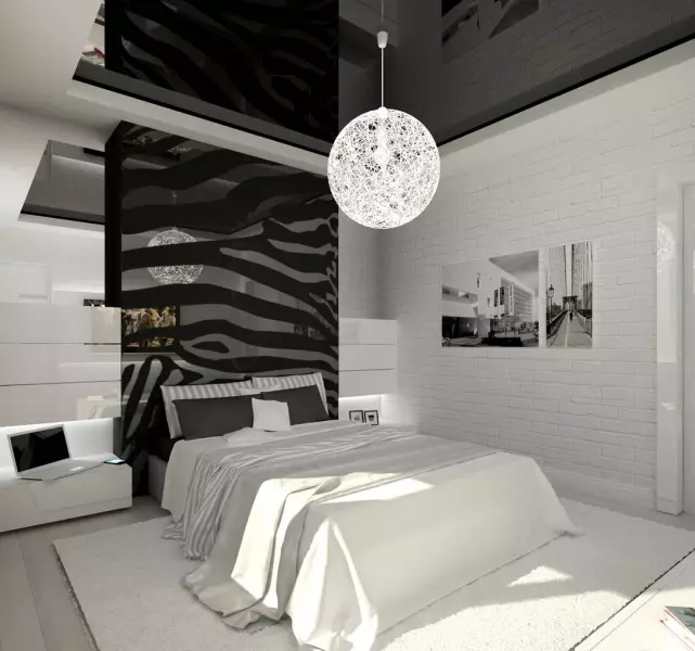 Melnā un baltā guļamistaba + fotoattēls 5887_11