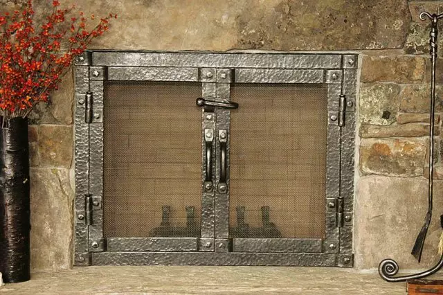 Дверцята для каміна: зі склом, ковані