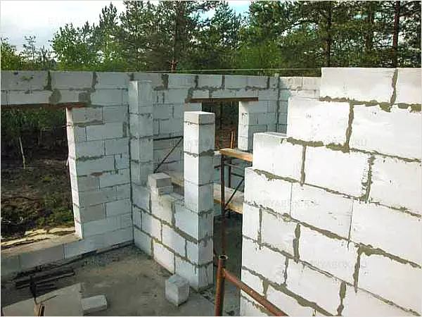Konstruktion af vægge fra gasblokke