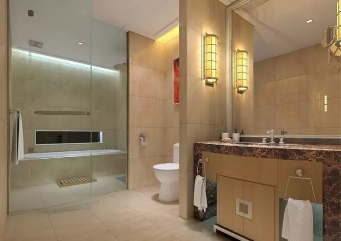 Fürdőszoba elrendezés WC-vel + fotóval kombinálva 980_9